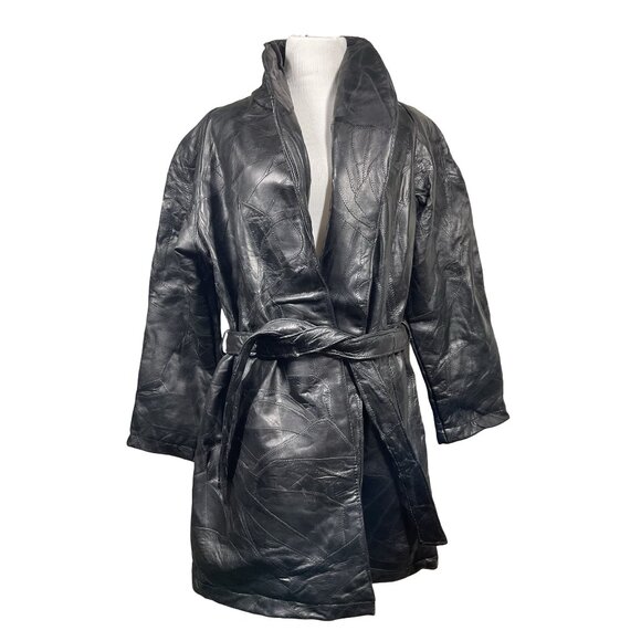 Navarre Leather Company | Jackets & Coats | Vintage Patchwork Black ...